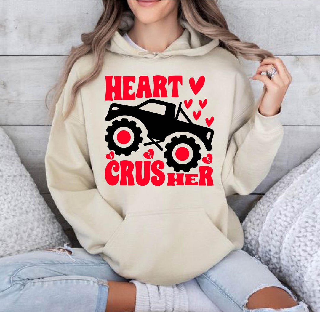 Heart Crusher Svg, Valentines Svg, Valentines Truck Svg, Monster Truck ...