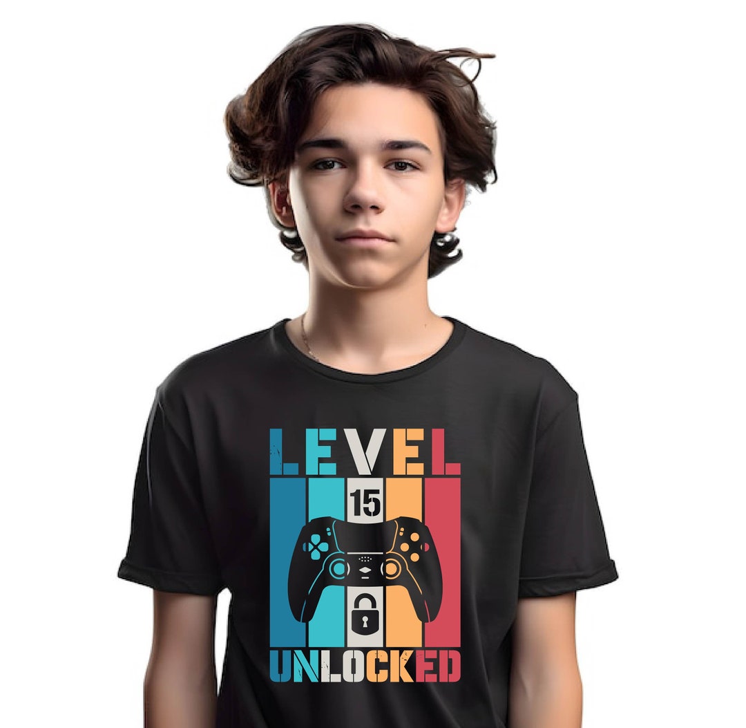 Level 15 Unlocked Birthday SVG, 15th Birthday Boy Gamer Svg, 15 Years ...