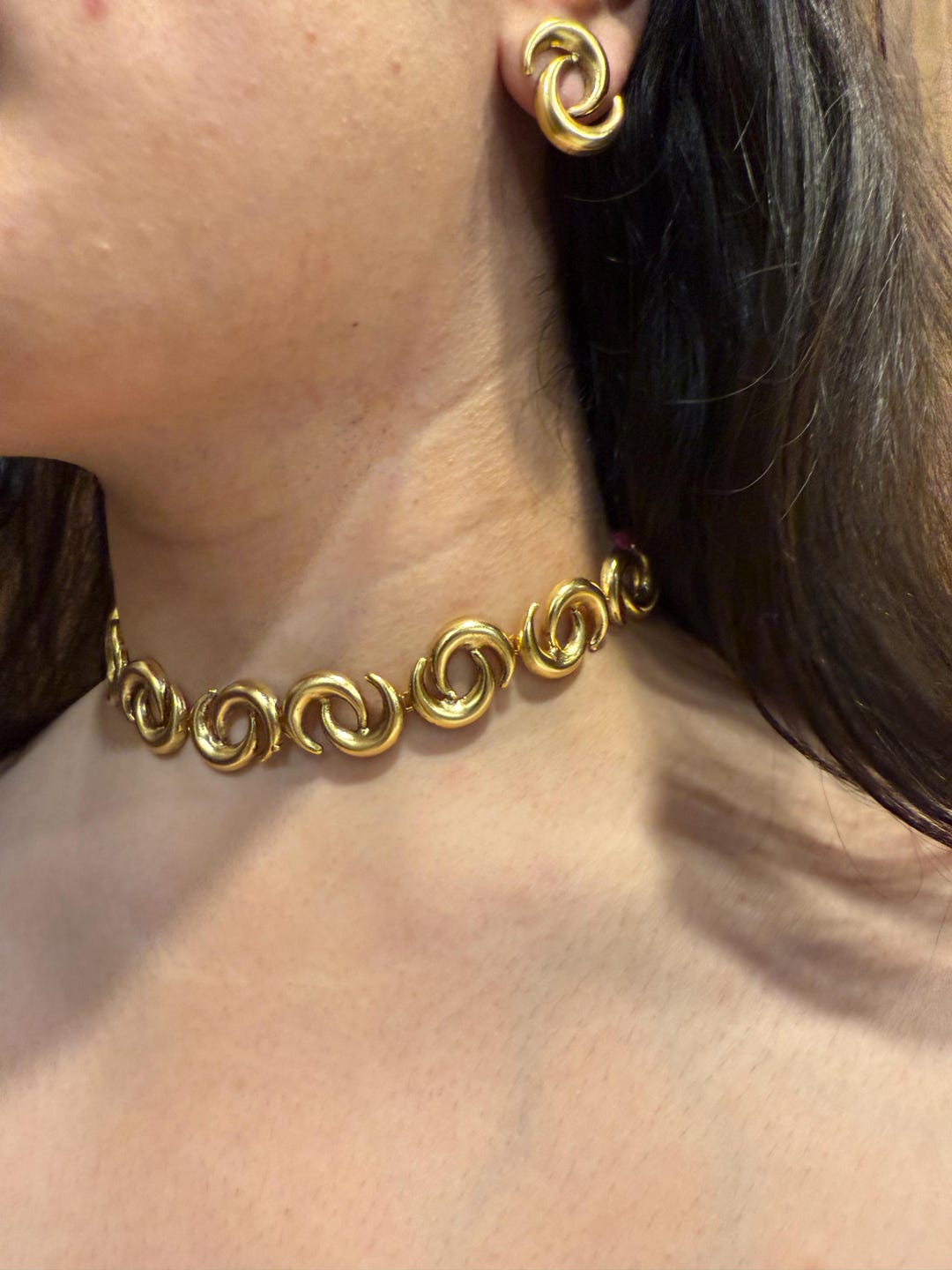 Handcrafted Gold Spiral Choker | Modern Swirl Collar, Adjustable Fit ...