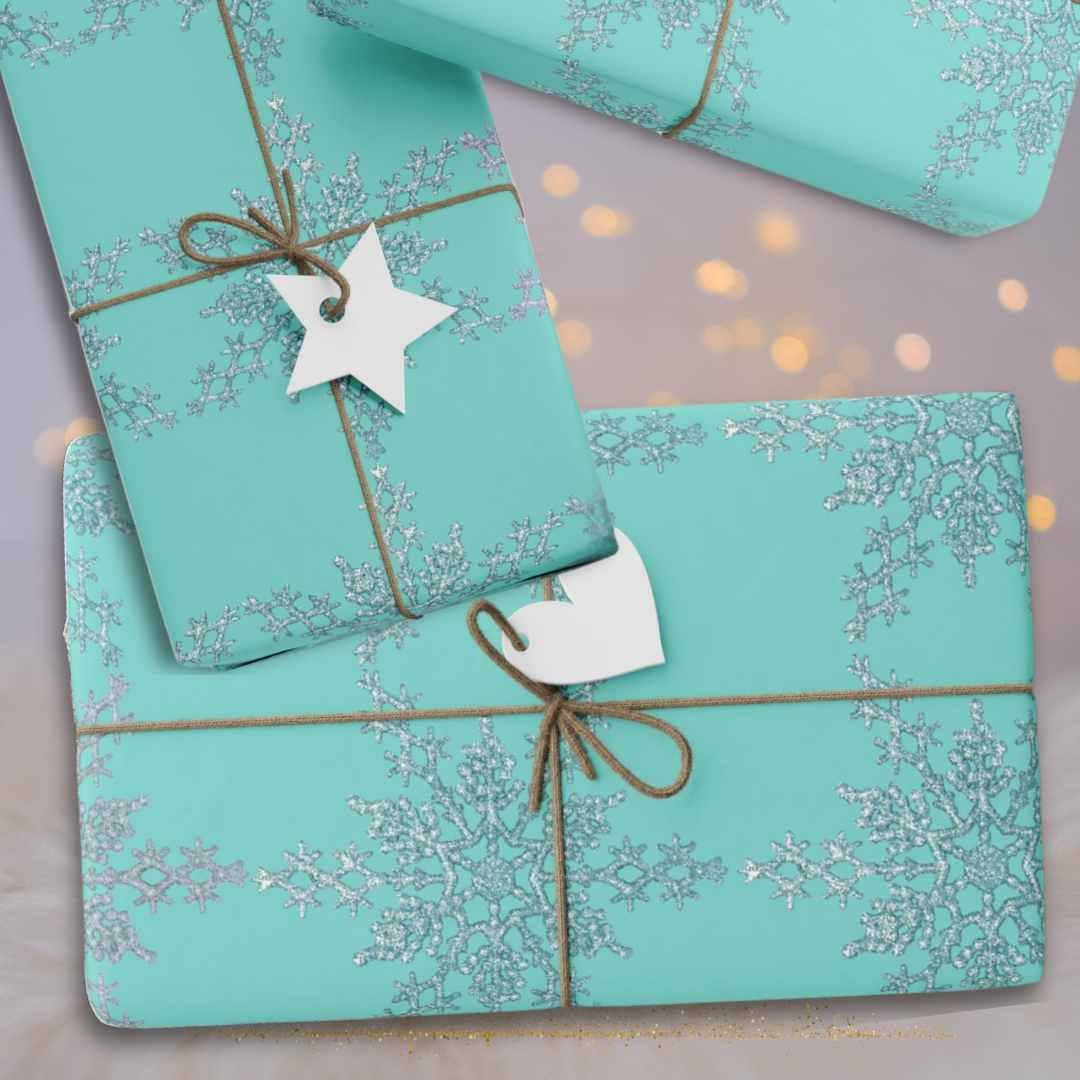 Tiffany Blue Luxury Gift Wrap With Silver Snowflakes Gift Wrap for ...