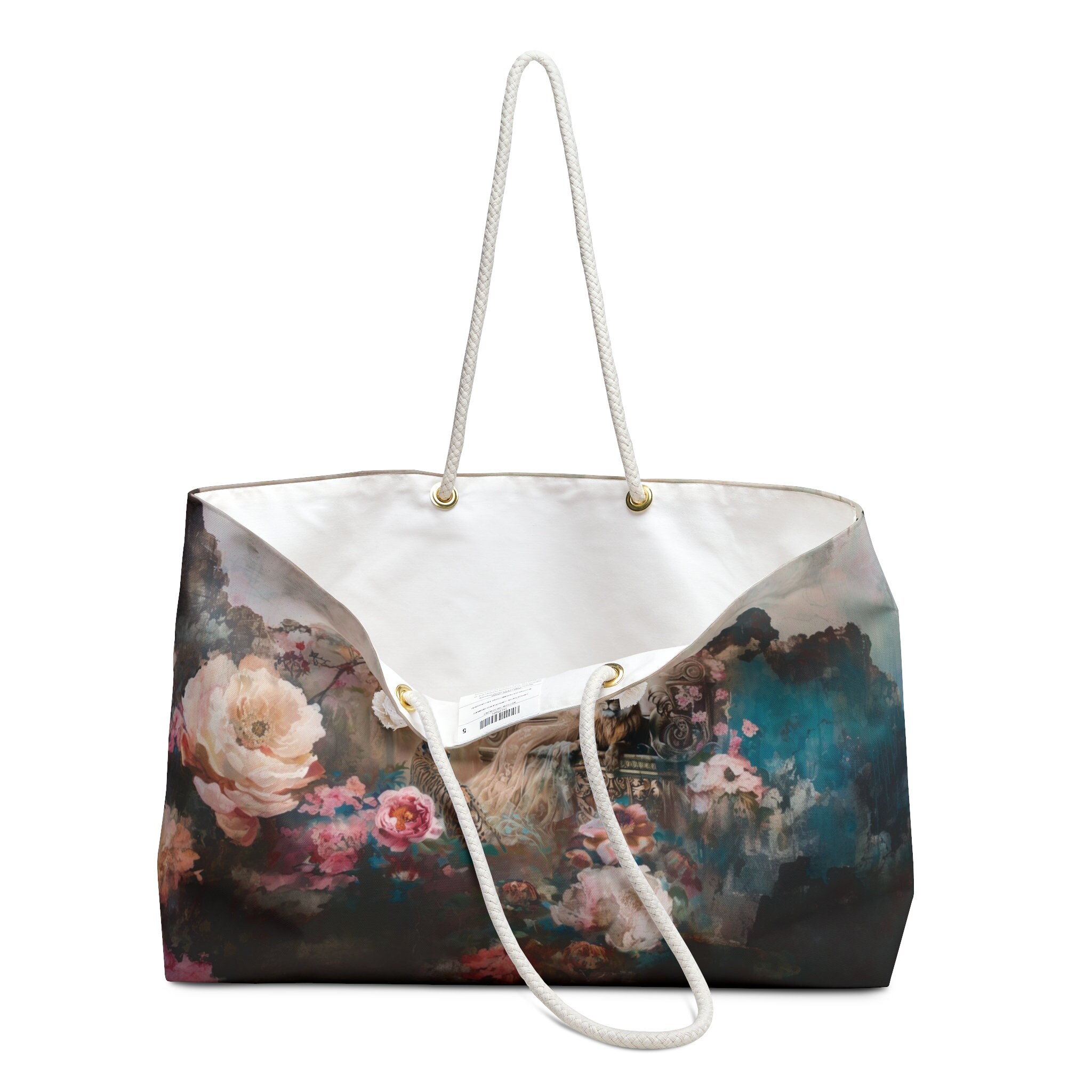 Feminine Day Bag in Dreamy Floral Rococo Romantic Landscape With a Lion ...