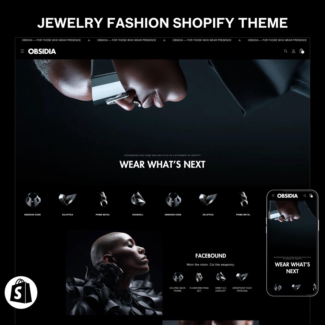 Black Shopify Theme for Jewelry & Fashion | Bold Dark Shopify Template ...