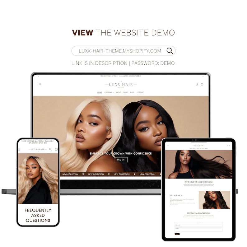 Luxury Hair Shopify Theme: Hair Extension & Wig Website Template - Etsy