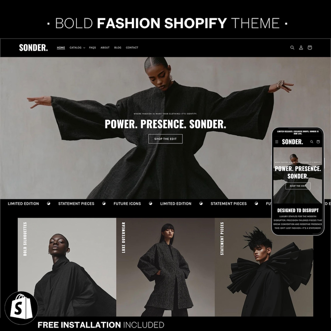 Dark Fashion Shopify Theme: Luxury Boutique Template - Etsy