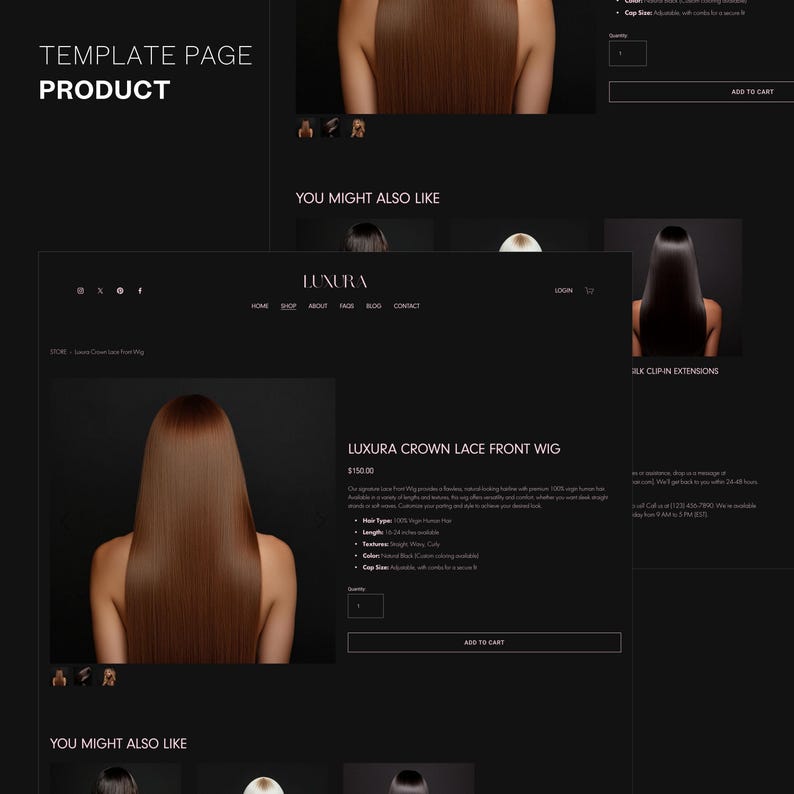 Luxury Hair Squarespace Theme: Wig & Extensions Boutique - Etsy
