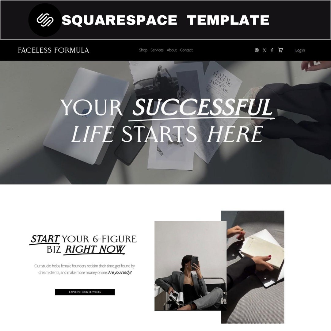 Luxury Faceless Squarespace Website Template: Dark Ecommerce Theme (MRR/PLR Included) - Etsy