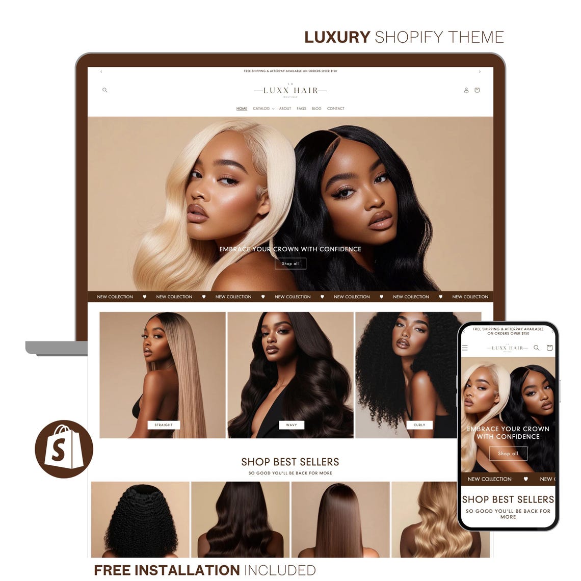 Luxury Hair Shopify Theme: Hair Extension & Wig Website Template - Etsy
