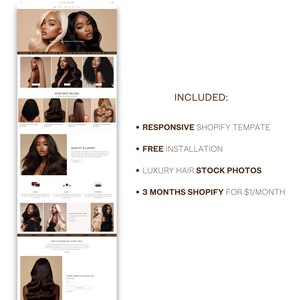 Luxury Hair Shopify Theme: Hair Extension & Wig Website Template - Etsy
