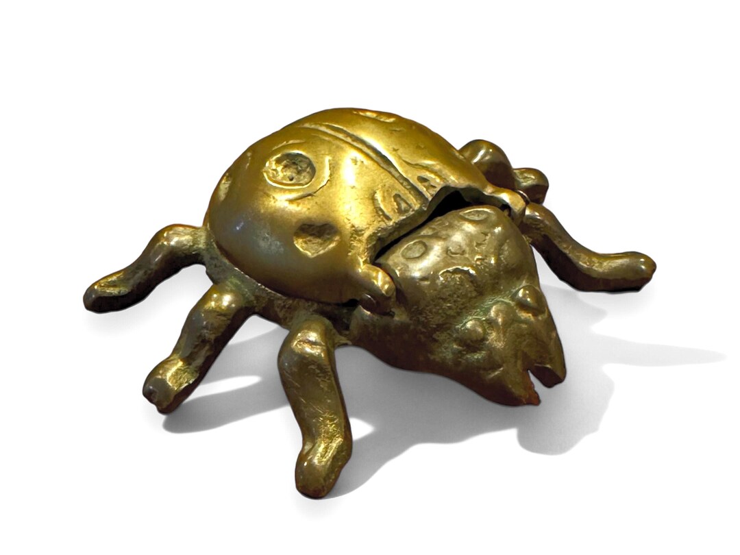 Vintage Brass Ladybug Ashtray/ Brass Ladybug Box/ Brass Insect Ashtray ...