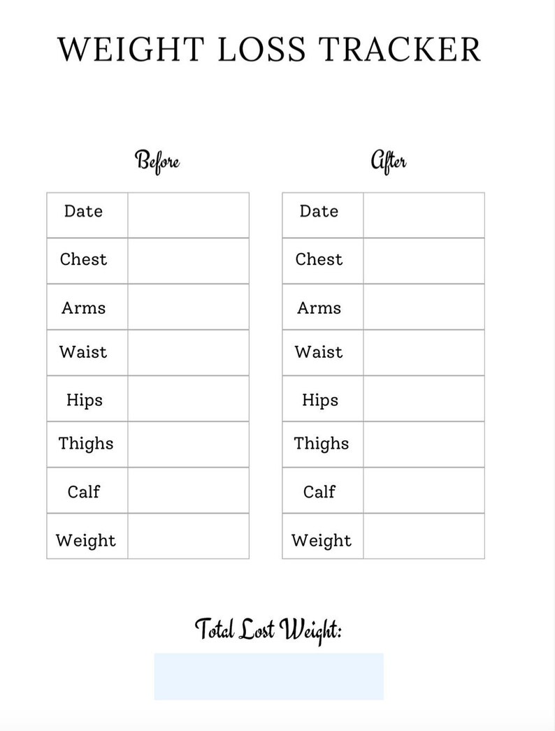 Measurement Tracker Weight Loss Tracker Fitness Health & Fitness ...