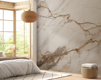 MODERN Beige Marble Wallpaper Perfect Abstract Beige Marble Mural ...