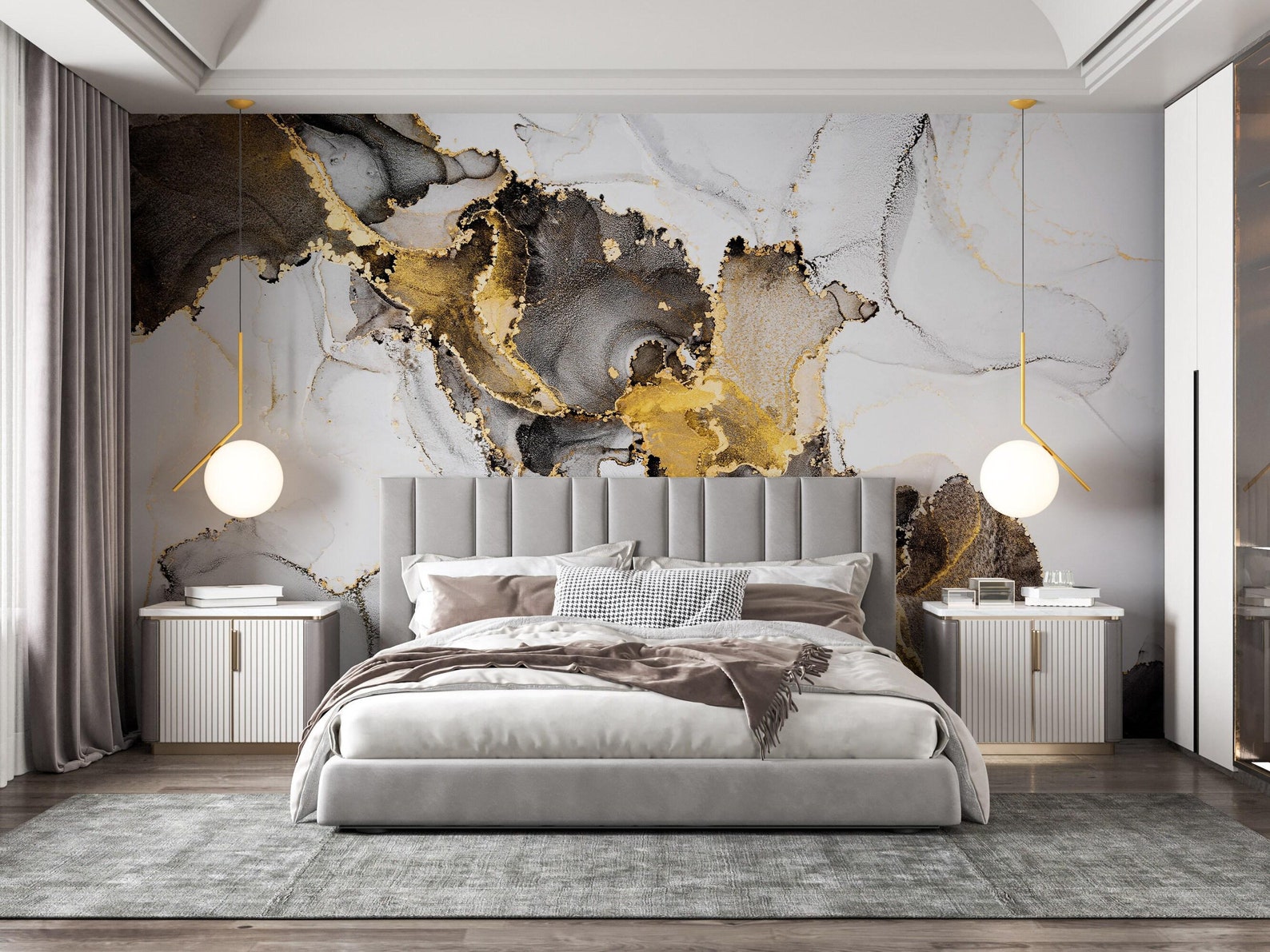 Abstract White Marble Wallpaper | Modern Luxury Mural | Liquid Alcohol ...