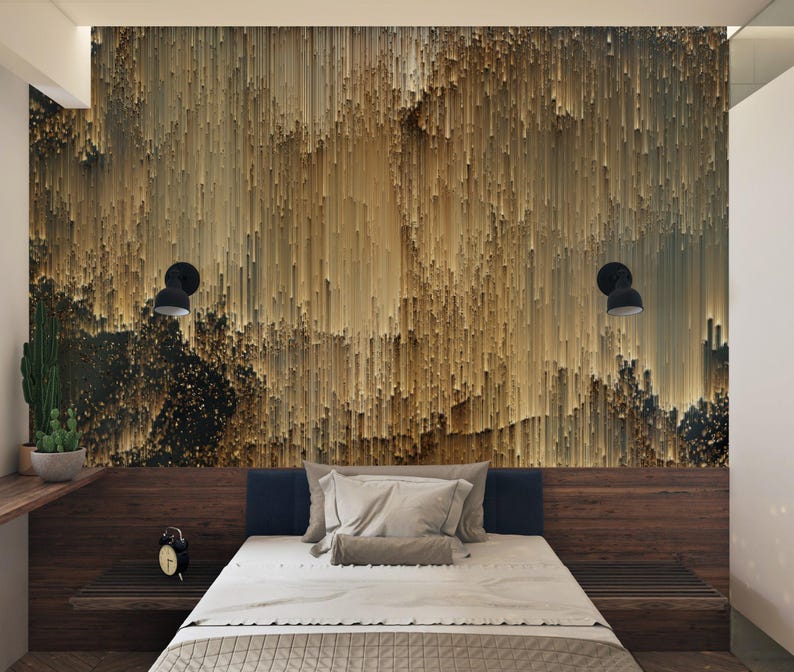 Modern Gold Wallpaper | Luxury Gold Mural | Golden Large Print Peel and ...
