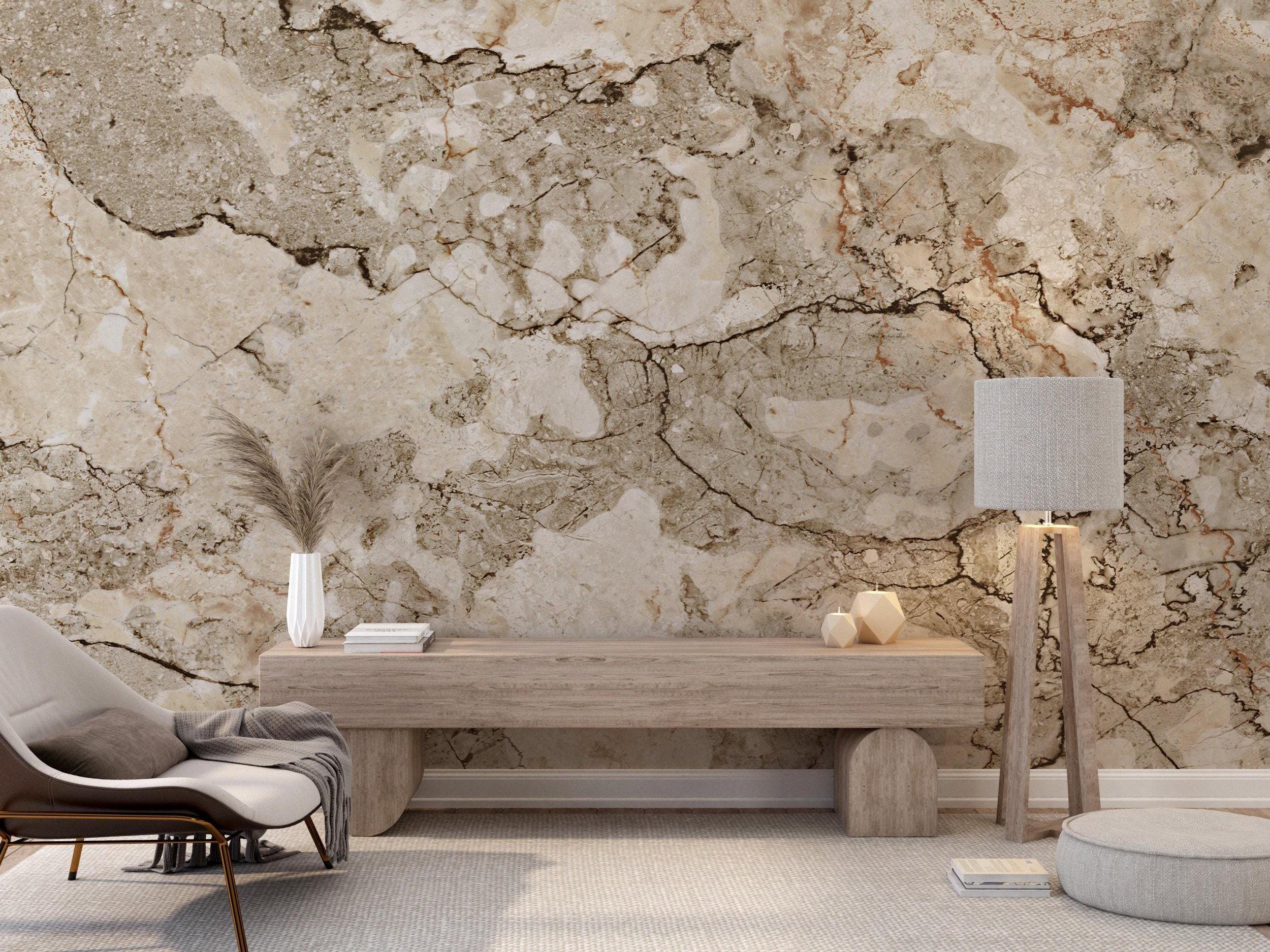 TRAVERTINO Marble Wallpaper | Modern Brown Marble Mural | Abstract ...