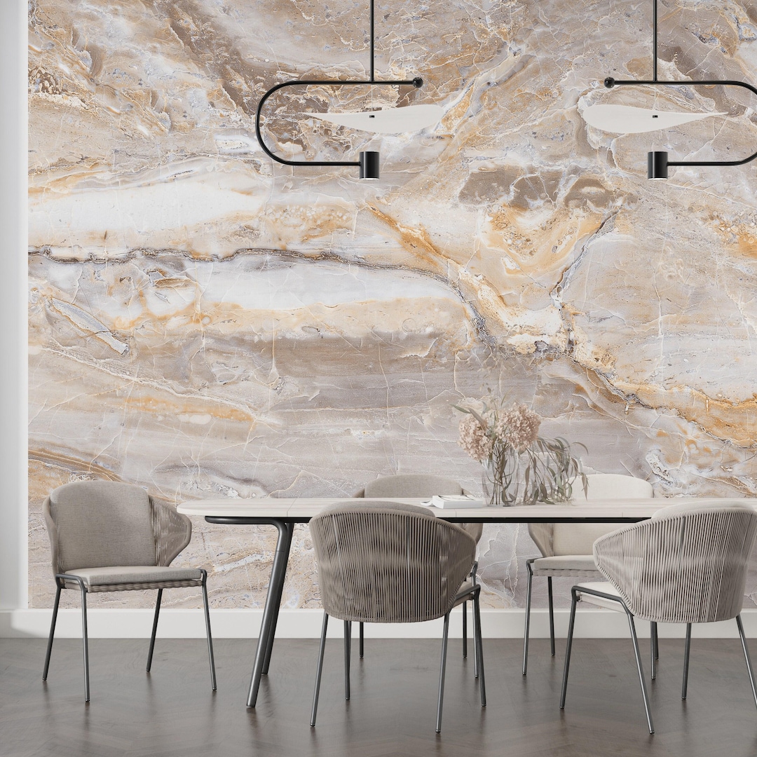 Modern Beige Marble Wallpaper | Aesthetic Neutral Colors Mural | Liquid ...