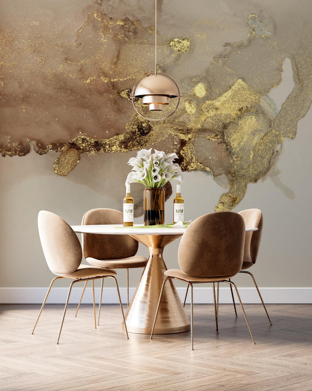 Luxury Gold Marble Wallpaper | Modern Abstract Mural | Liquid Marble ...
