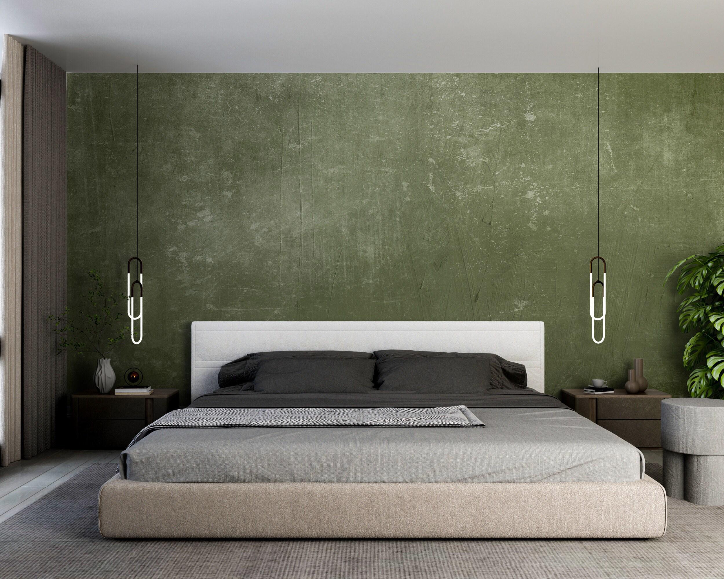 DISTRESSED Green Wallpaper | Vintage Faux Texture | Decorative Paint ...