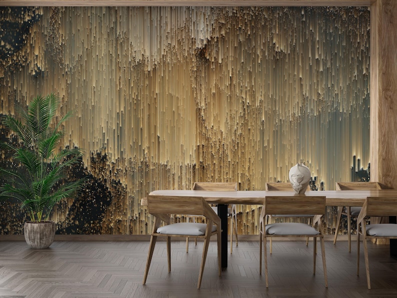 Modern Gold Wallpaper | Luxury Gold Mural | Golden Large Print Peel and ...