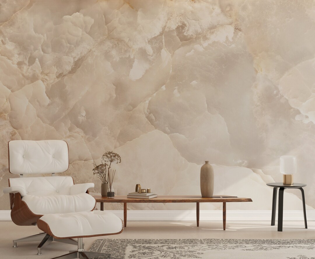 MODERN Beige Marble Wallpaper Soft Abstract Beige Marble Mural Luxury ...