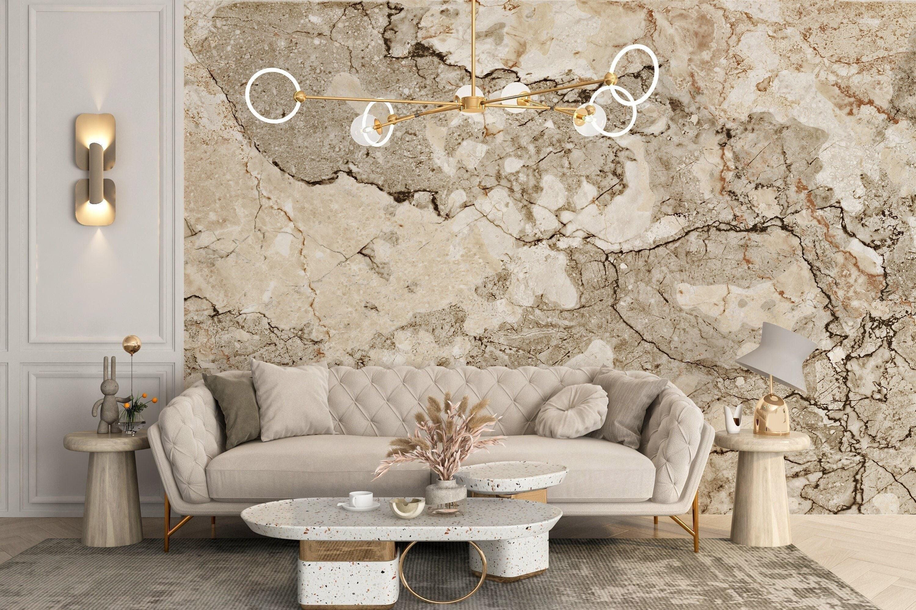 TRAVERTINO Marble Wallpaper | Modern Brown Marble Mural | Abstract ...