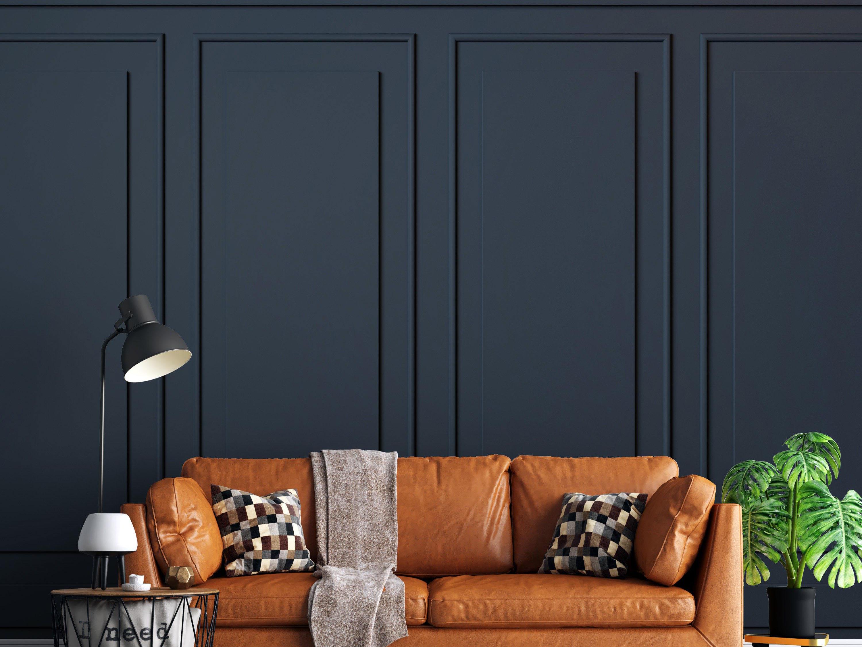 Modern Dark Blue Wood Panels Wallpaper | Luxury Wall Mural | Wainscot ...