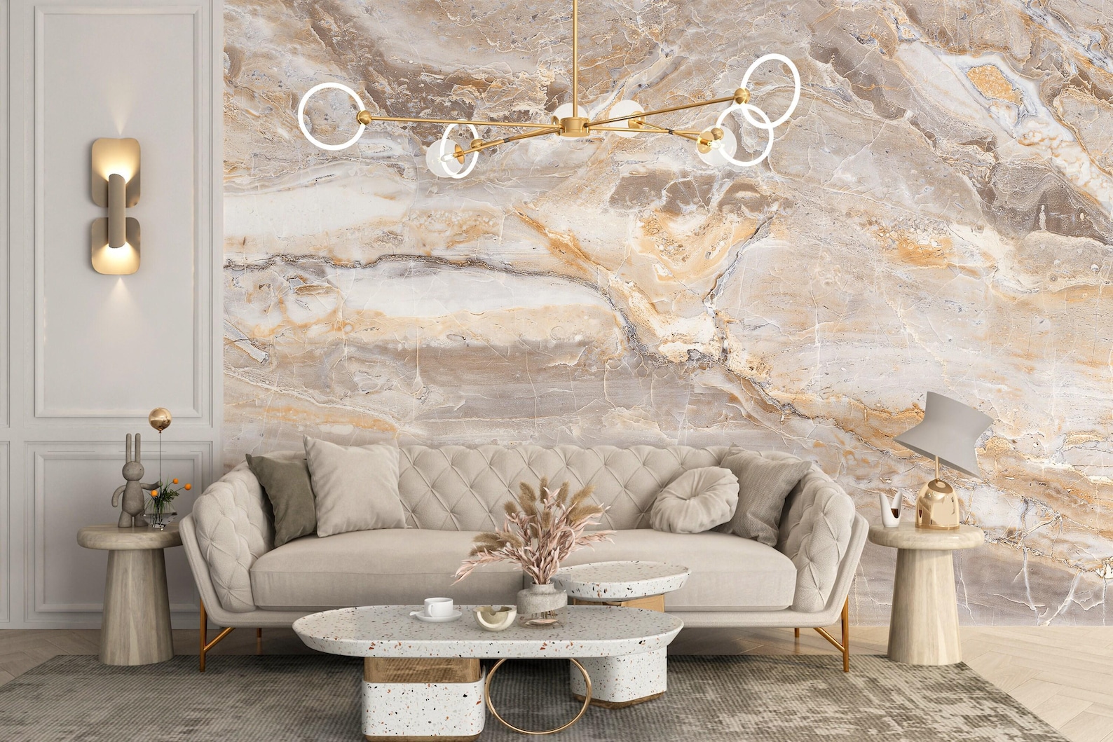 Modern Beige Marble Wallpaper | Aesthetic Neutral Colors Mural | Liquid ...