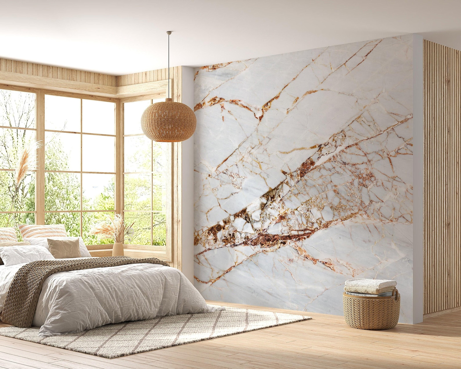 Modern White Gold Marble Wallpaper | Aesthetic Minimalist Mural ...