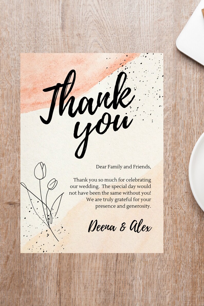 Editable Thank You Card, Printable, Editable, Thank You Card, Canva ...