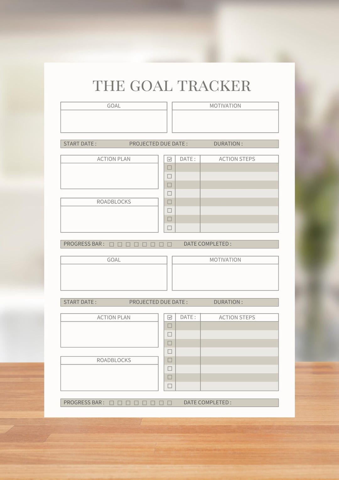 Goal Tracker, Goal Tracker Template - Etsy