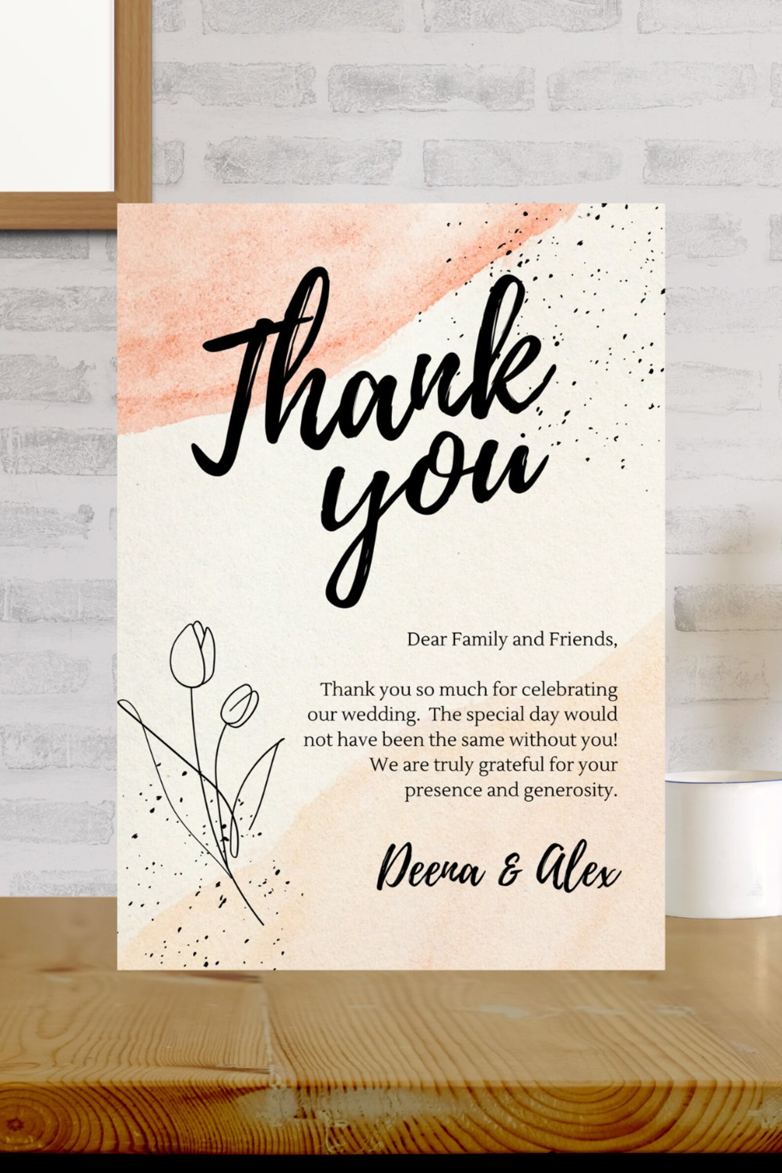 Editable Thank You Card, Printable, Editable, Thank You Card, Canva ...