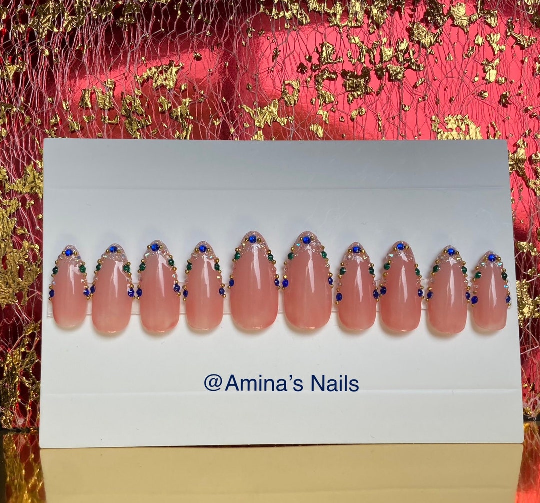 Royal Nails | Classy Dainty Royalty Almond Gel Tips - Etsy