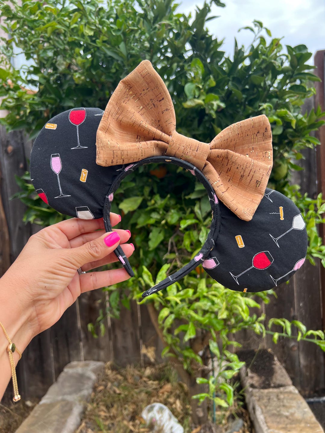 Wine and Champagne Minnie Mouse Ears Wine Cork Bow Wine and Food Themed ...