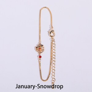 Personalize Birth Flower Bracelet, December Flower Bracelet, Zircon ...