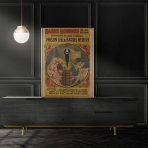 Vintage Harry Houdini Art, 1905 Escapism Poster, Magic Wall Decor ...