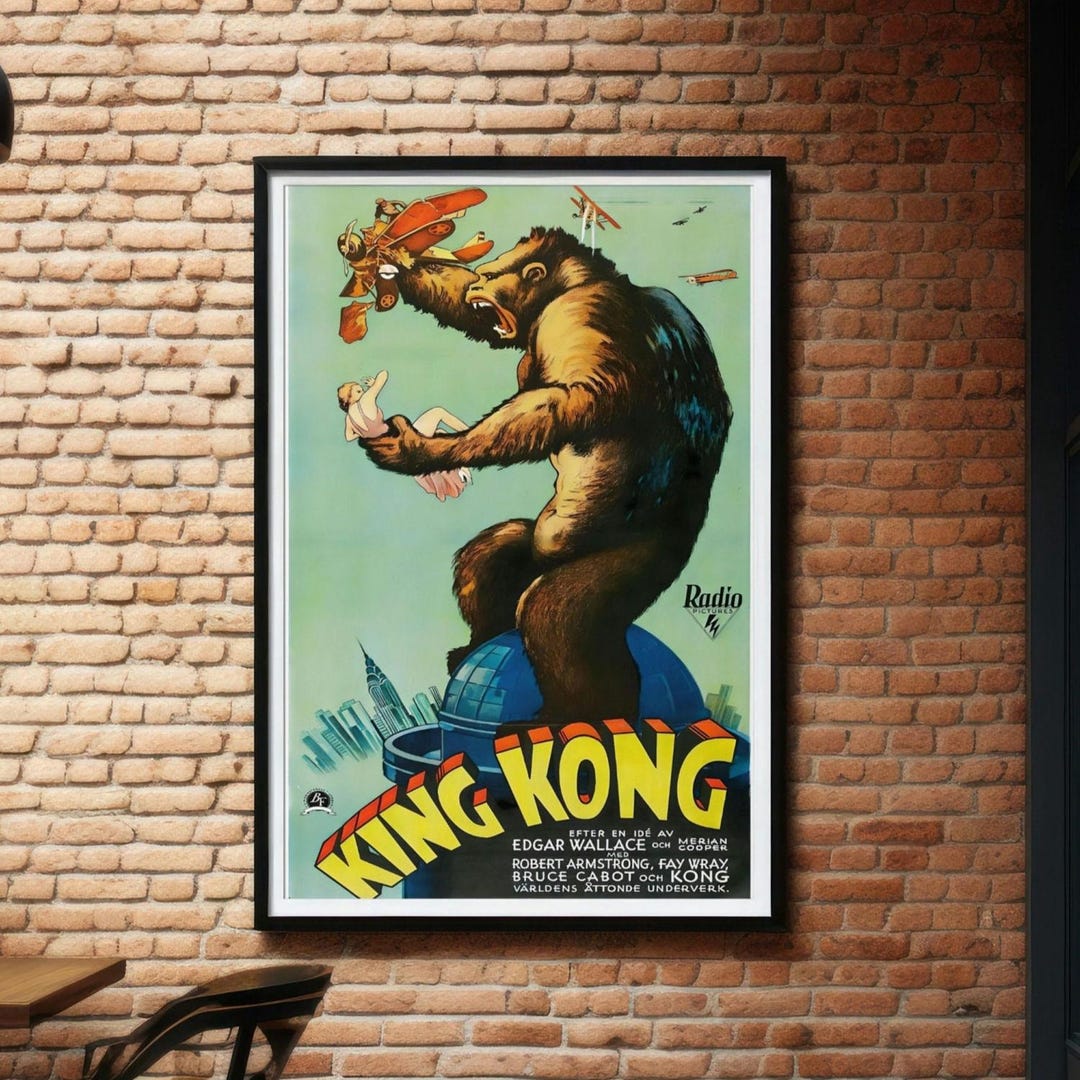 Cinema Poster- King Kong Movie Poster- Vintage Movie Poster- Old ...