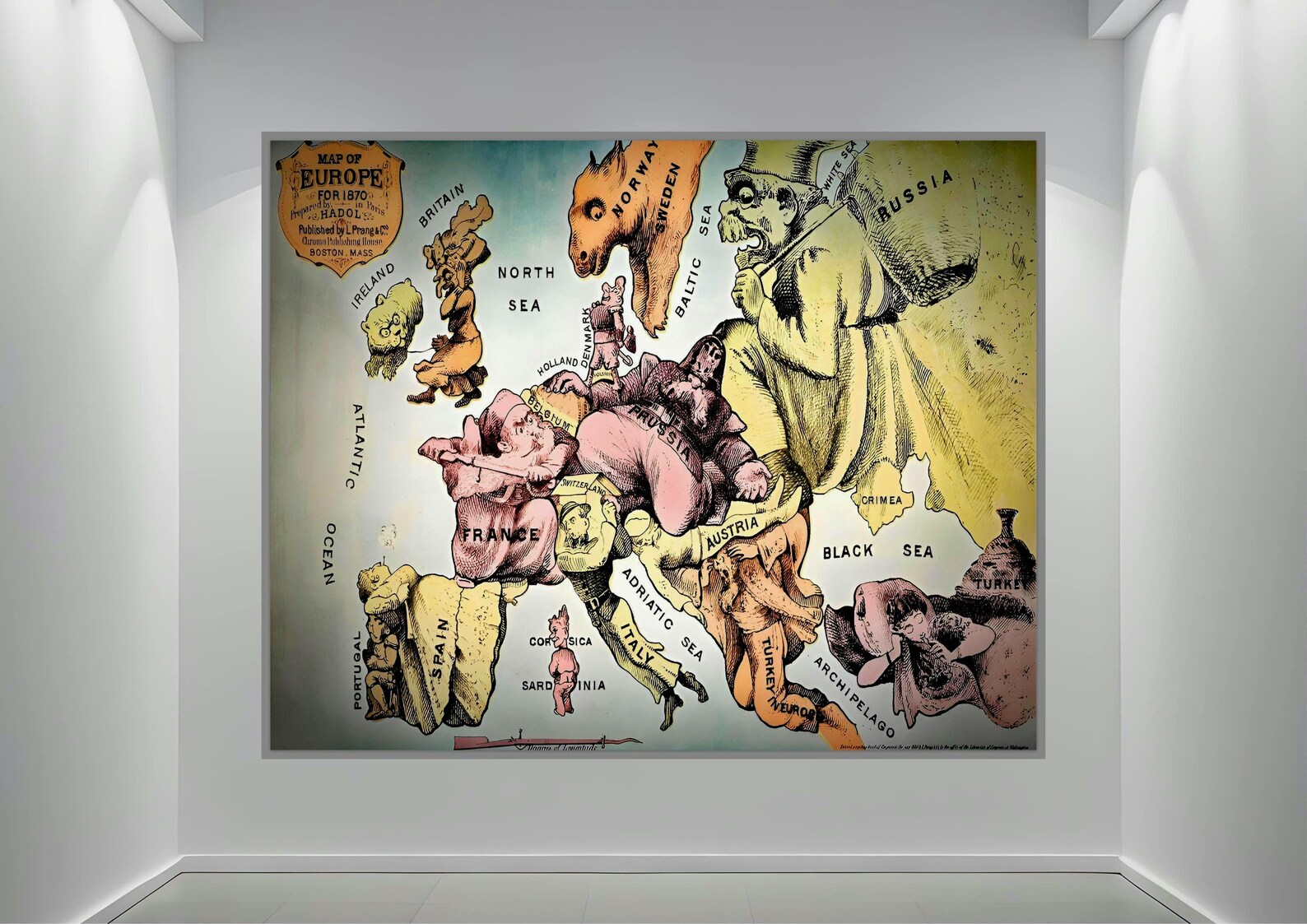 Map of Europe Print: Satirical 1870 Franco-prussian War (digital ...