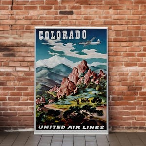 Colorado Poster Travel Airline Posters Nostalgia Mountain Aviation ...