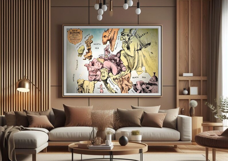 Map of Europe Print: Satirical 1870 Franco-prussian War (digital ...