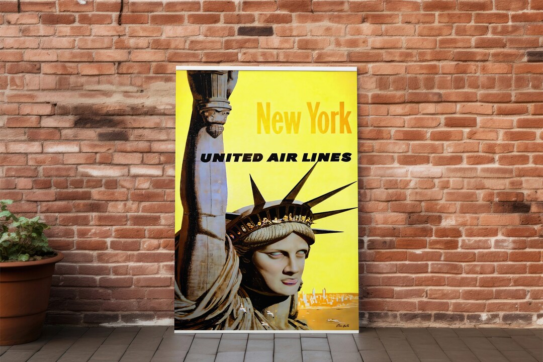 Nostalgic United Airlines Statue of Liberty Poster, 1930's Aviation ...