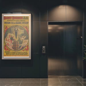 Vintage Harry Houdini Art, 1905 Escapism Poster, Magic Wall Decor ...