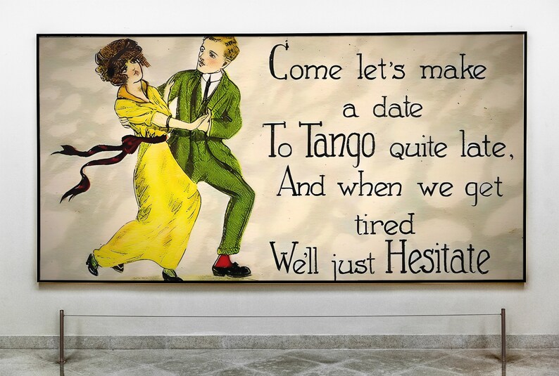Tango Vintage Postcard Art, 1900 Dancing Couple Digital Download ...