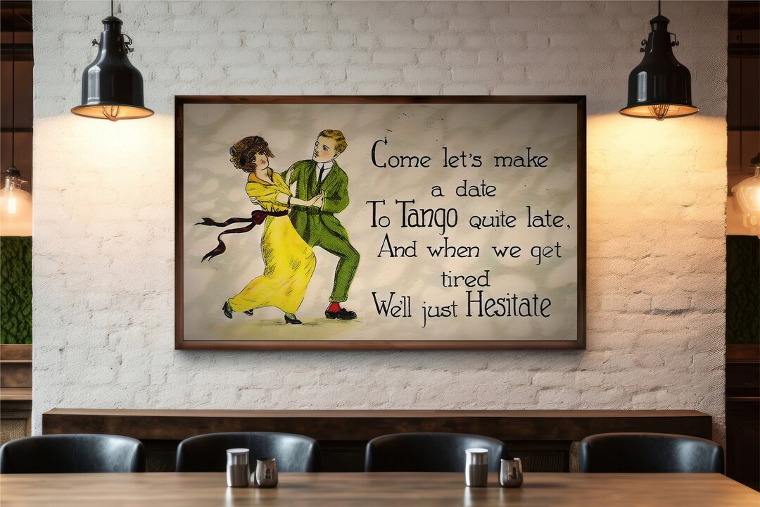 Tango Vintage Postcard Art, 1900 Dancing Couple Digital Download ...