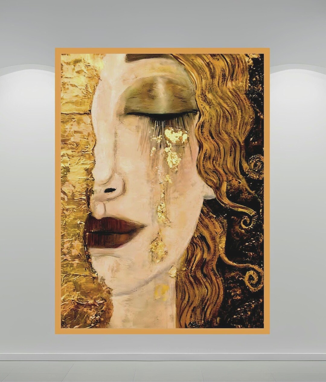 Klimt Golden Tears Art Print: Art Nouveau Woman Portrait (digital ...