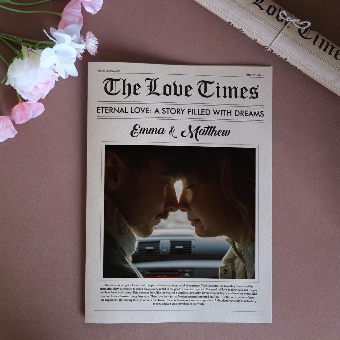 Unique Personalized Love Newspaper Gift for Couples, Perfect Valentine ...