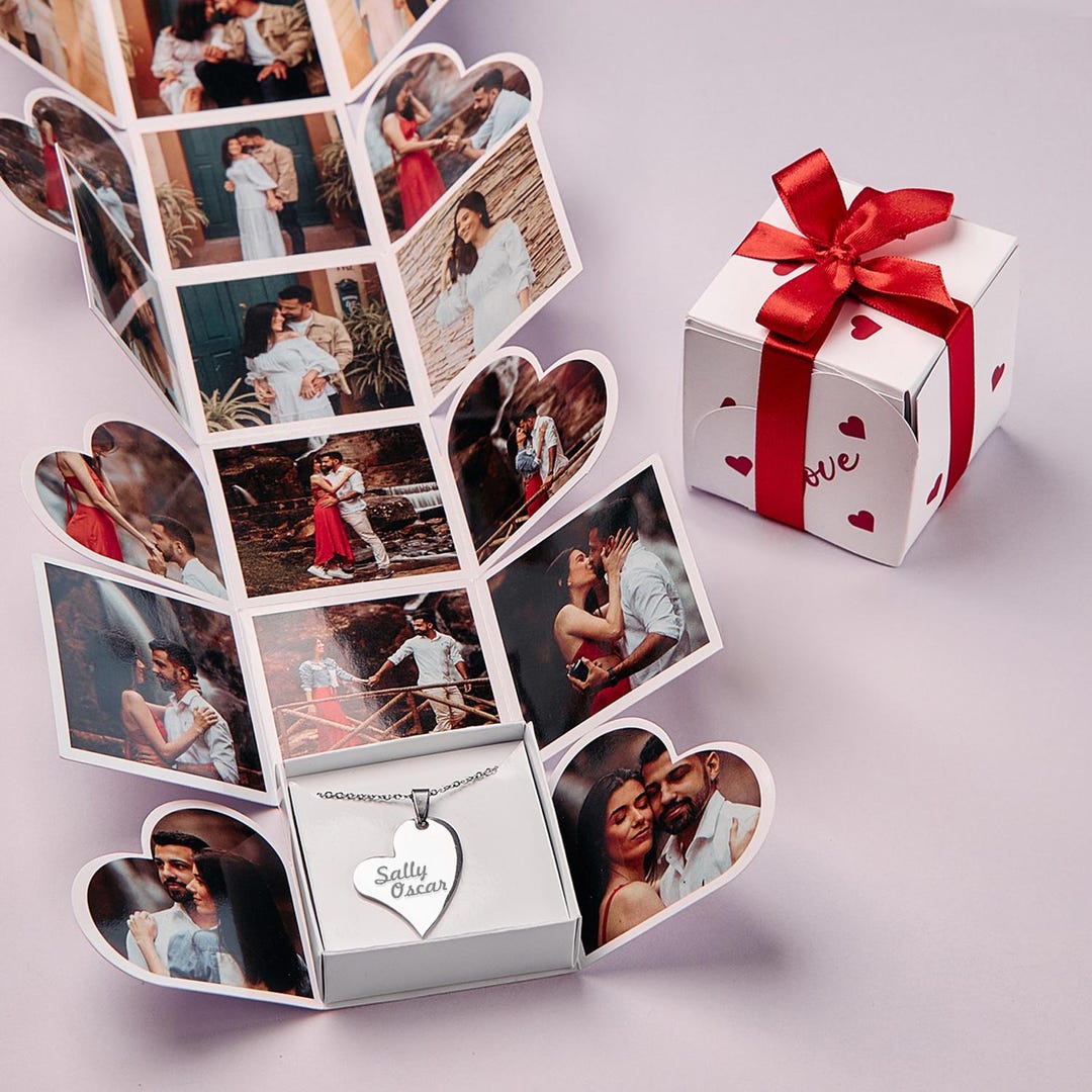 Surprise Reveal Explosion Gift Box With Necklace, Custom Photo Pop up ...