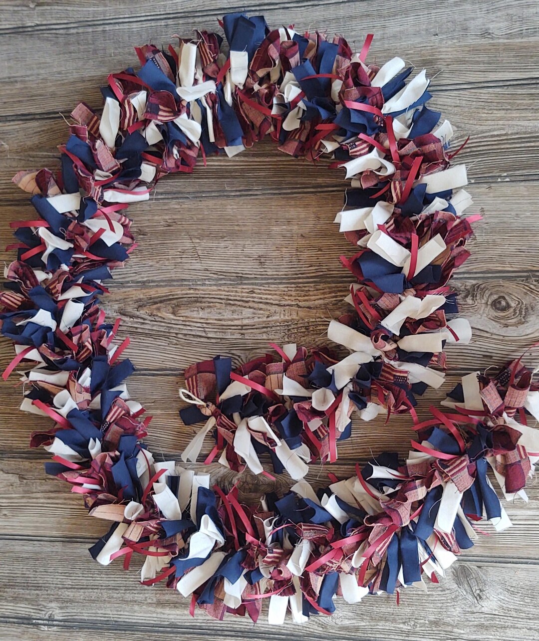Patriotic Rag Garland, Patriotic Rag Swag, Hand-tied Garland, Flag ...