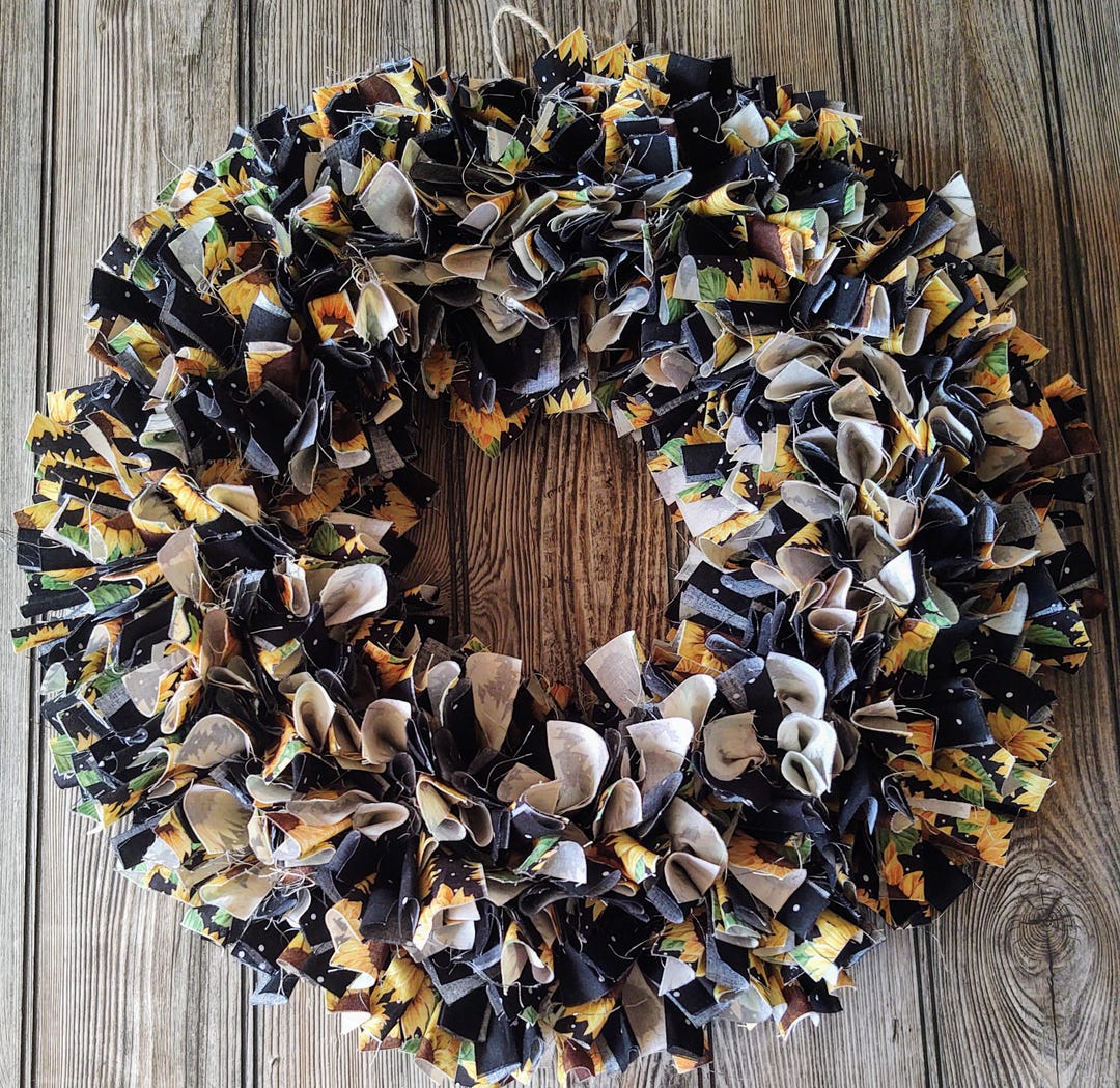Farmhouse Wreath, Fall Rag-tied Wreath, Autumn Decor - Etsy