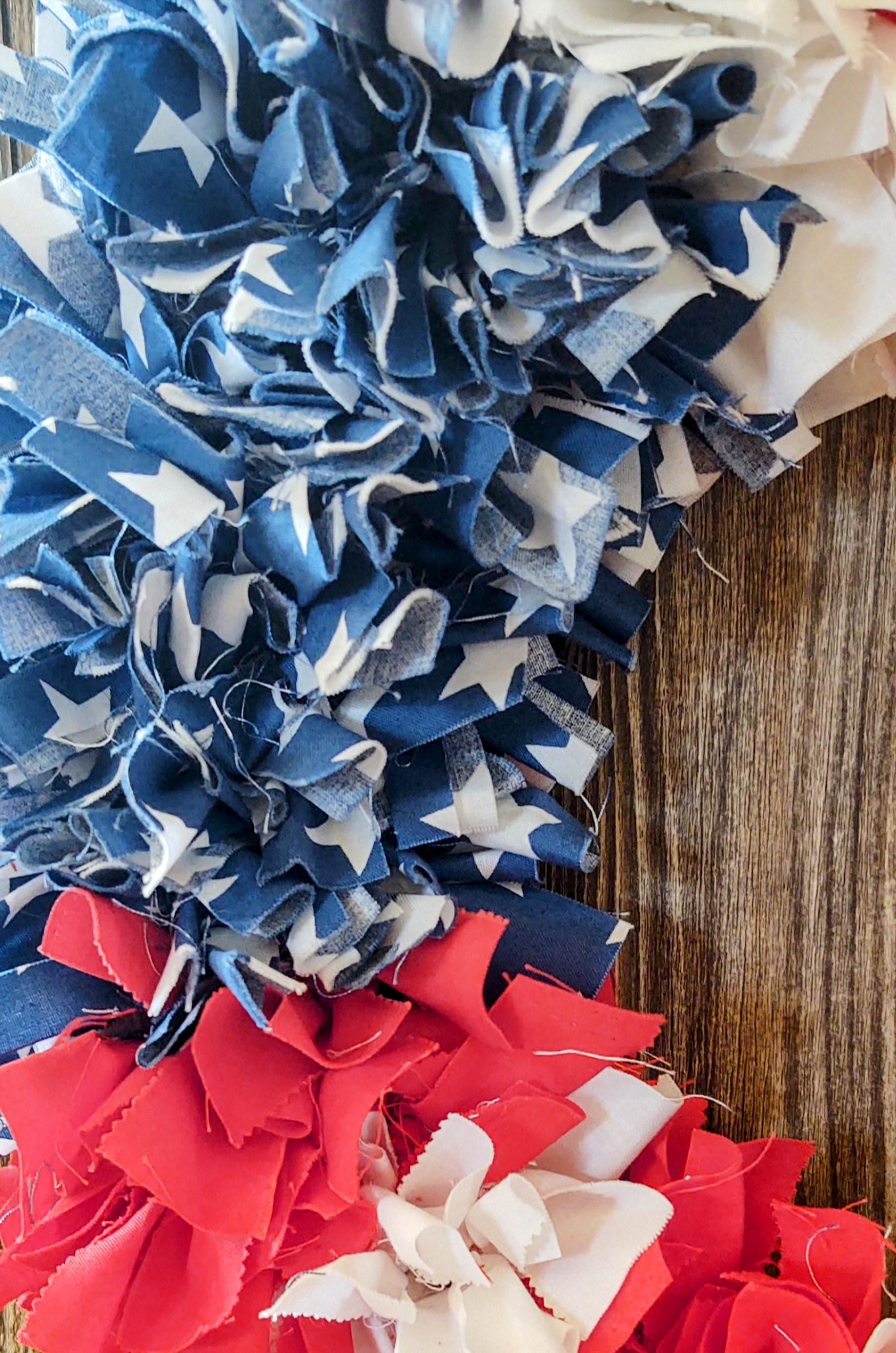 Patriotic Red, White and Blue Rag Wreath, Flag Wreath, Rag Wreath - Etsy