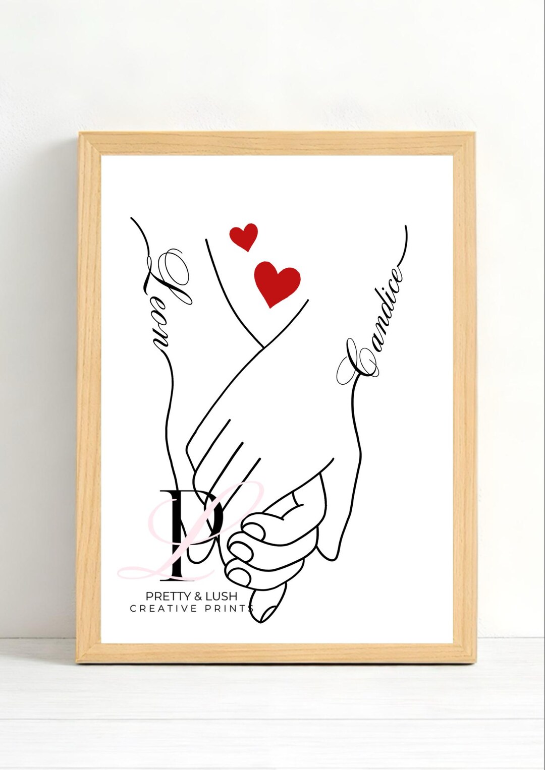 Personalized Couples Names Print, Holding Hands Art (digital Version ...