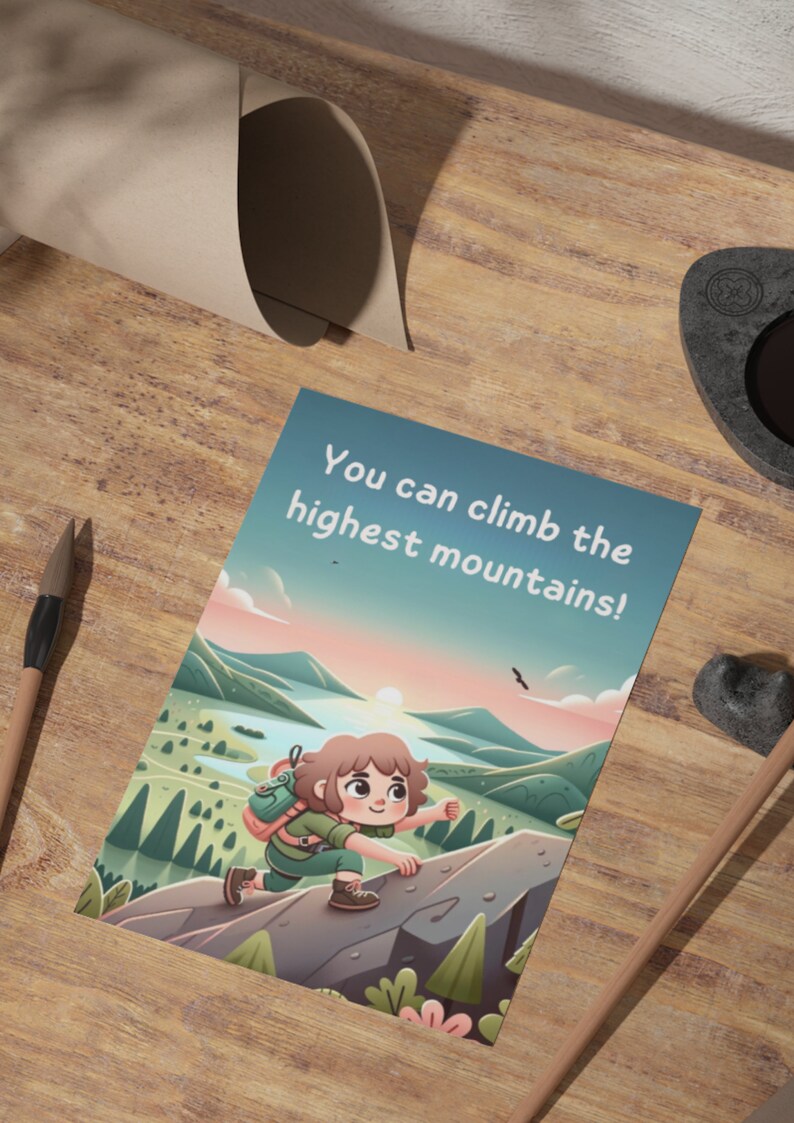 Inspirational Children's Mountain Adventure Poster | Cute Cartoon ...